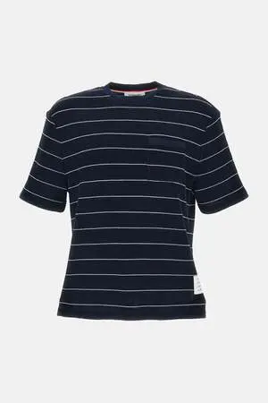 Thom Browne MAGLIETTA GIROCOLLO A RIGHE Blu