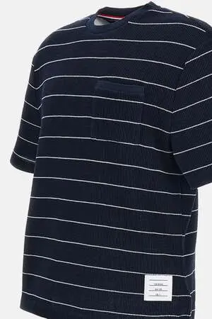 Thom Browne Maglietta Girocollo A Righe - Blu