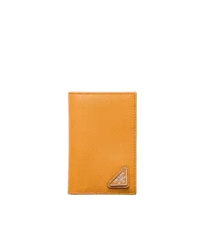 Prada Saffiano Leather Card Holder - Orange