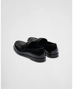 Prada Brushed Leather Loafers - Black