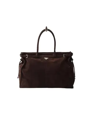 Prada Bonnie Suede Tote Bag - Brown