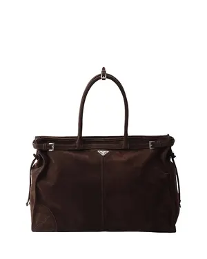 Prada Bonnie Suede Tote Bag - Brown