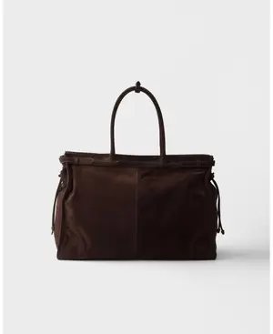 Prada Bonnie Suede Tote Bag - Brown