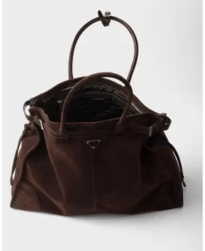 Prada Bonnie Suede Tote Bag - Brown