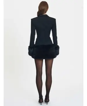 MISS CIRCLE NEW YORK Fur Trimmed Mini Blazer Dress