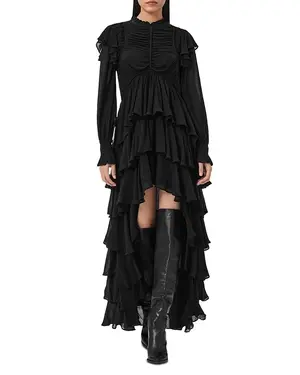 all saints black dress long sleeve All Saints Black Ruffle Dress – OWNI main image 0