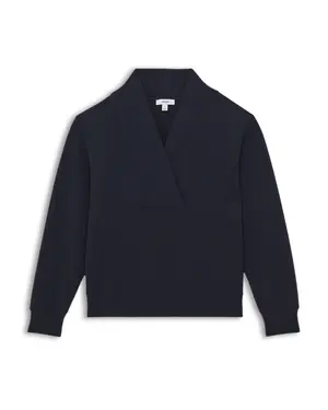 REISS Annabel Shawl Neck Top - Navy