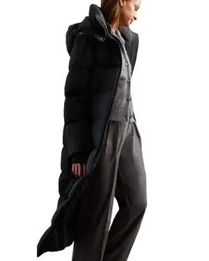 REISS Colette Longline Puffer Coat - Black