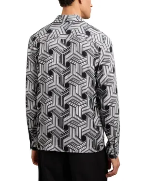 REISS Conduit Long Sleeve Abstract Stripe Printed Shirt