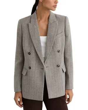 REISS Ember Herringbone Jacket - Grey