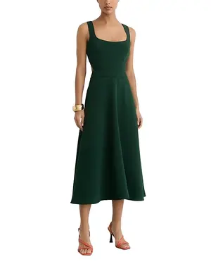 REISS Waisted Midi Dress - Green