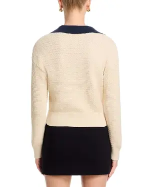 French Connection Contrast Collar Textured Knit Sweater