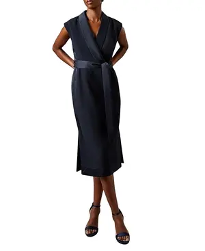 Coast Tux Satin Midi Dress - Navy