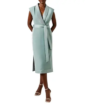 Coast Tux Satin Midi Dress - Sage