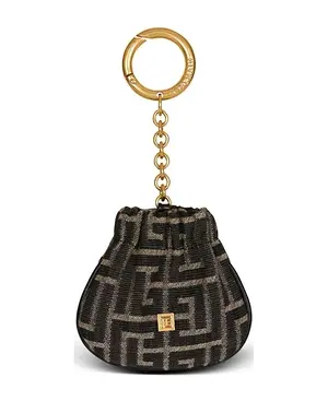 Balmain Pulse Monogram Jacquard Key Ring Black