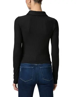 Paige Eden Collared Sweater Top - Black