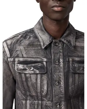 John Varvatos Distressed Trucker Jacket - Metal Grey