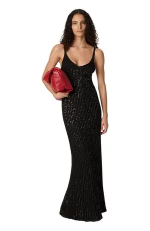 Missoni Sleeveless Long Dress In Viscose Lamé Blend With Sequins - Black