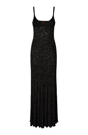 Missoni Sleeveless Long Dress In Viscose Lamé Blend With Sequins - Black