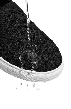 Vivaia V-tune Classic Slip-on Water-repellent Sneakers With Embroidered Trim - Black