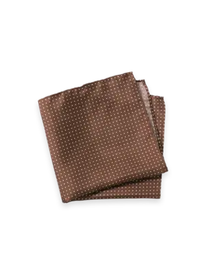 PAUL FREDRICK Dot Silk Pocket Square - Brown
