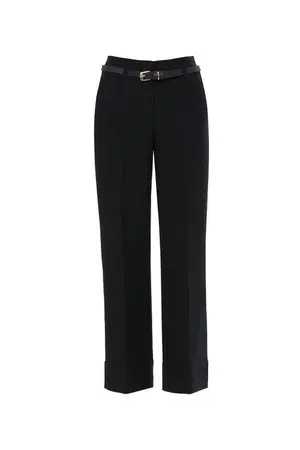 GIZIA Belted Trousers With Double Hem