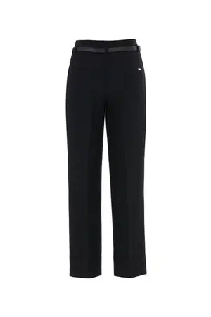 GIZIA Belted Trousers With Double Hem