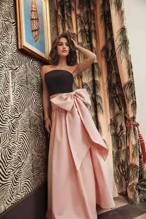 Mac Duggal Strapless Gown With Bow - Black Blush