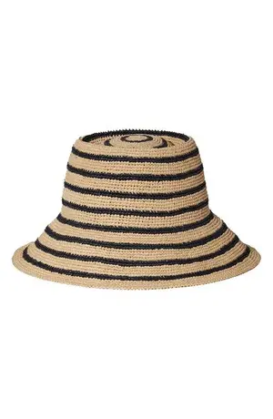 Janessa Leoné Harbor Straw Bucket Hat - Navy/natural