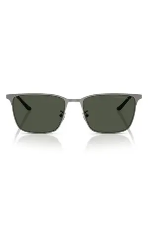 Emporio Armani 57mm Polarized Rectangular Sunglasses - Gunmetal/polar Dark Green