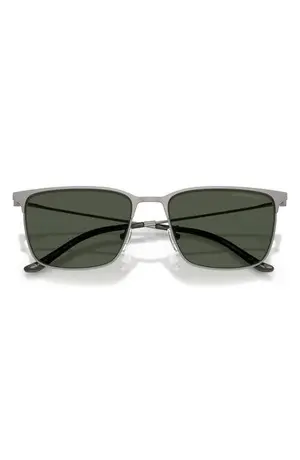 Emporio Armani 57mm Polarized Rectangular Sunglasses