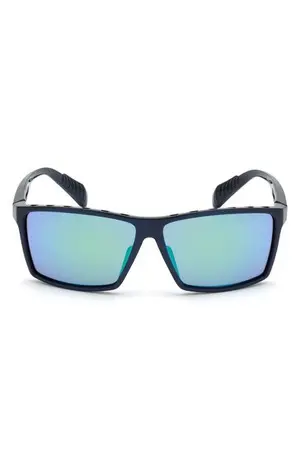 Adidas 63mm Rectangular Sunglasses - Blue/green Mirror Lenses