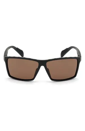 Adidas 63mm Rectangular Sunglasses - Matte Black/brown Lenses