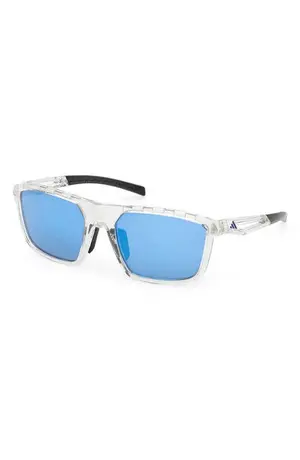 Adidas 57mm Navigator Sunglasses - Crystal/blue Mirror