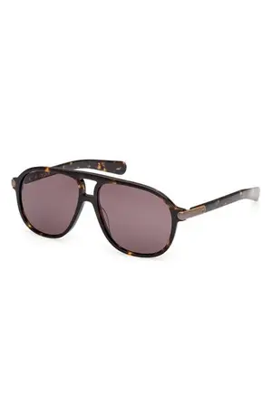 Adidas 58mm Pilot Sunglasses - Dark Havana/brown
