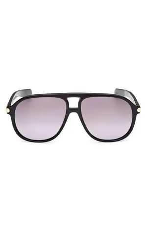 Adidas 58mm Pilot Sunglasses - Shiny Black/gradient Smoke