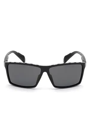Adidas 63mm Rectangular Sunglasses - Black/smoke Polarized Lenses