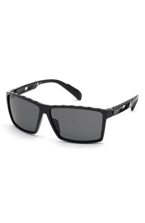 Adidas 63mm Rectangular Sunglasses - Black/smoke Polarized Lenses