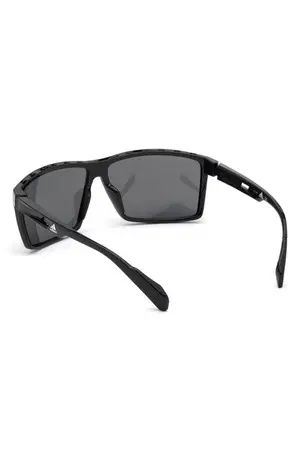 Adidas 63mm Rectangular Sunglasses - Black/smoke Polarized Lenses