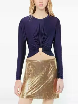 Rabanne Long-sleeve Piercing-detail Top - Blue