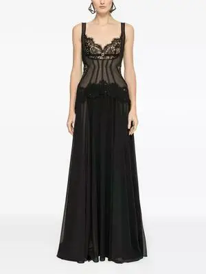 NISSA Lace-trimmed Corset Gown