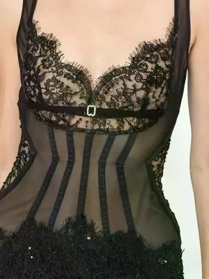 NISSA Lace-trimmed Corset Gown