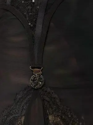NISSA Lace-panel Corset Maxi Dress