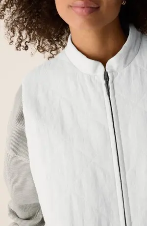 Eileen Fisher Quilted Linen & Cotton Vest