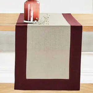 SOLINO HOME Linen Table Runnercontempo Burgundy And Natural