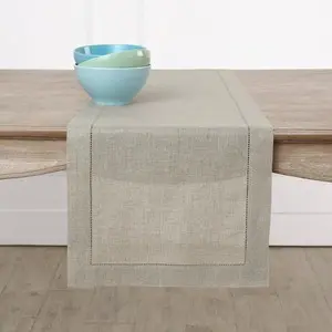 SOLINO HOME Linen Table Runnerclassic Hemstitch - Natural