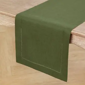 Solino Home Linen Table Runner For Dining Table Olive