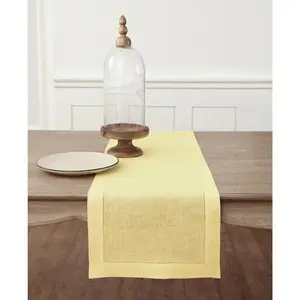 SOLINO HOME Linen Table Runnerclassic Hemstitch - Yellow