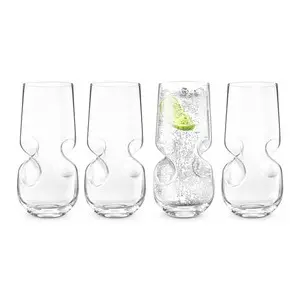 Final Touch Bubbles Seltzer Bubbly Beverage Glasses - Clear