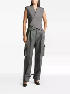 Manière De Voir Textured Pleated Marl Tailored Cargo Pants